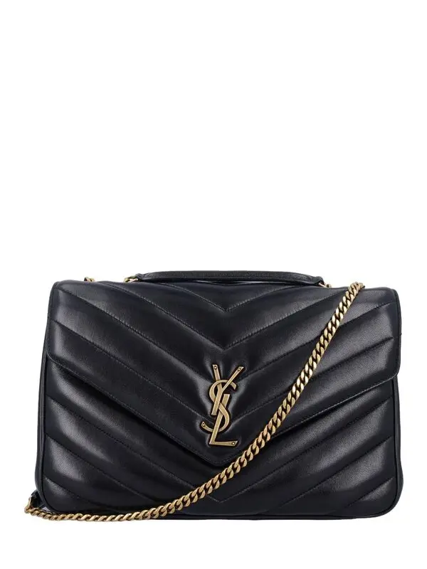 Saint Laurent Loulou Large Matelassé Lambskin Chain Bag - Black