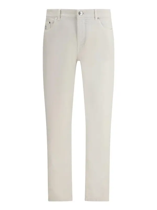 Brunello Cucinelli Slim Fit Cotton Jeans - White