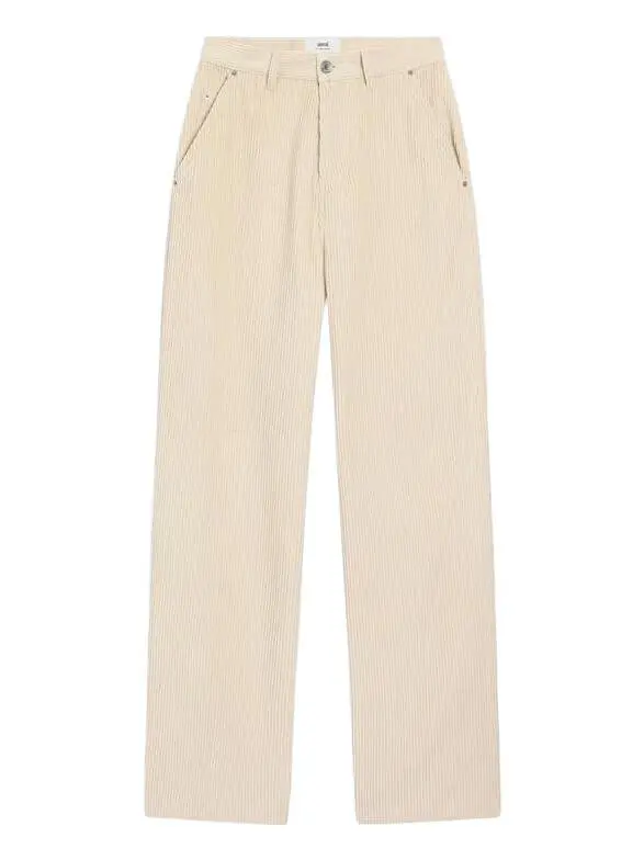Ami Wide Leg Corduroy Trousers - Blue