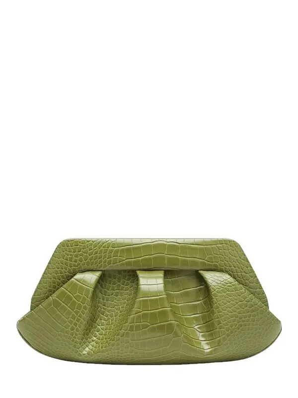 THEMOIRE Emera Crocodile Effect Clutch - Green