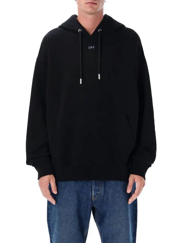Off-White Stencil Arrow Cotton Skate Hoodie - Black