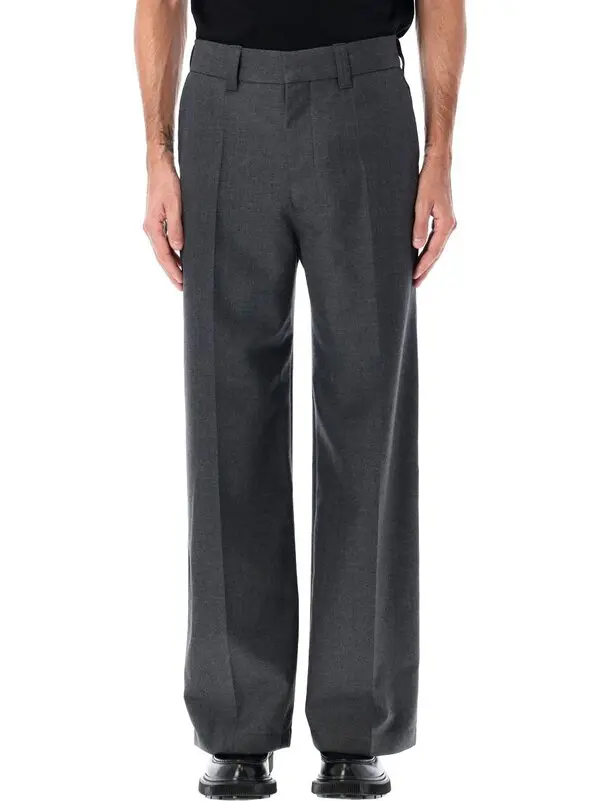 LEMAIRE Straight Tailored Pants In Poly Wool Twill - Dk Grey