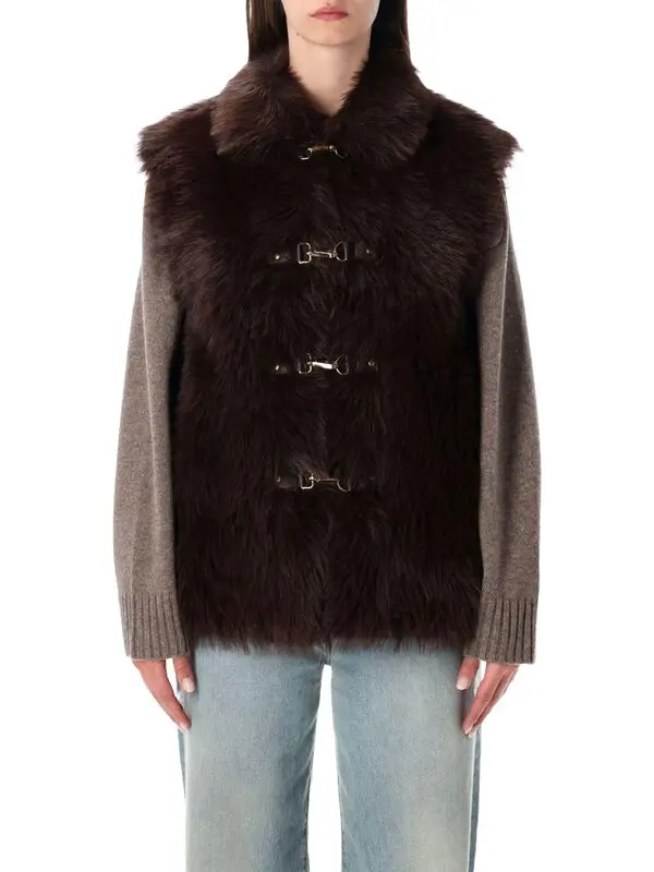 URBANCODE Reversible Faux Fur Gilet - Brown