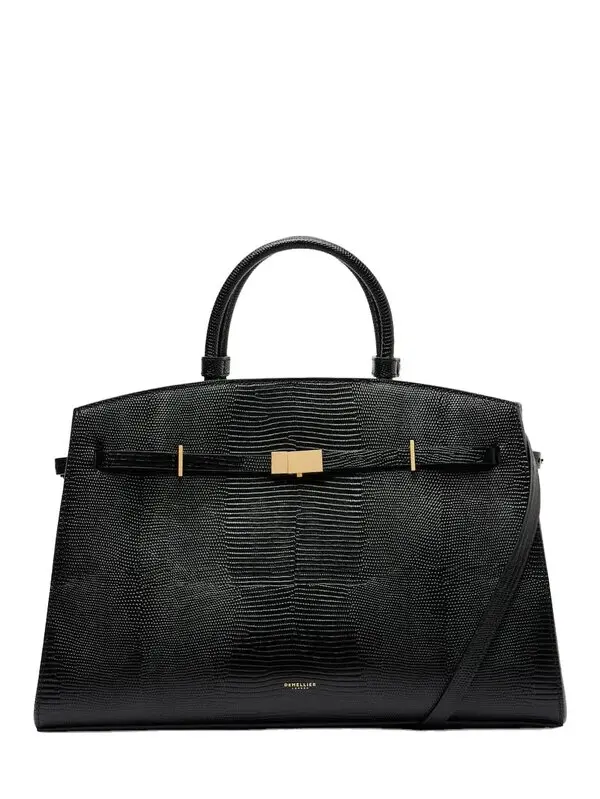 DEMELLIER Hudson Croc-effect Leather Tote Bag - Black
