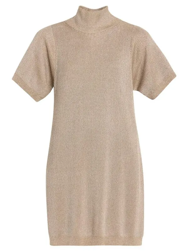 Brunello Cucinelli Sparkling Knit Mini Dress - Nutshell