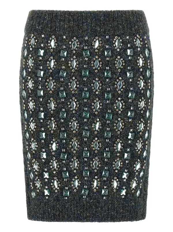 Pinko Mini Skirt With Crystal And Pearl Embellishments - Multicolor