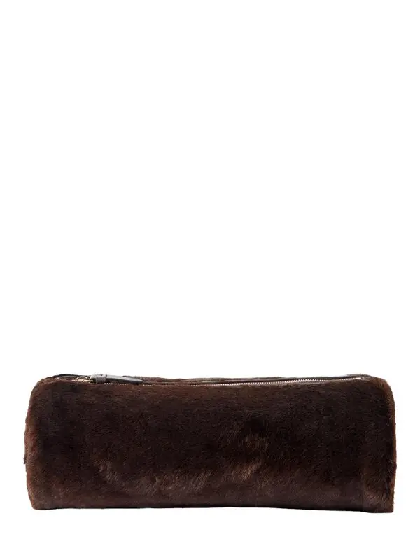 Proenza Schouler Silo Shearling Clutch - Brown