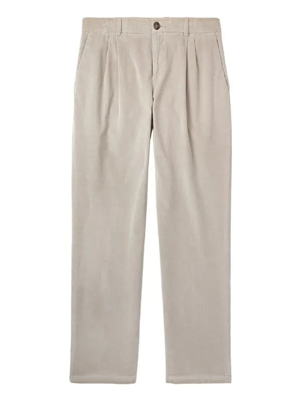 Canali Straight-leg Garment-dyed Corduroy Trousers - Neutrals