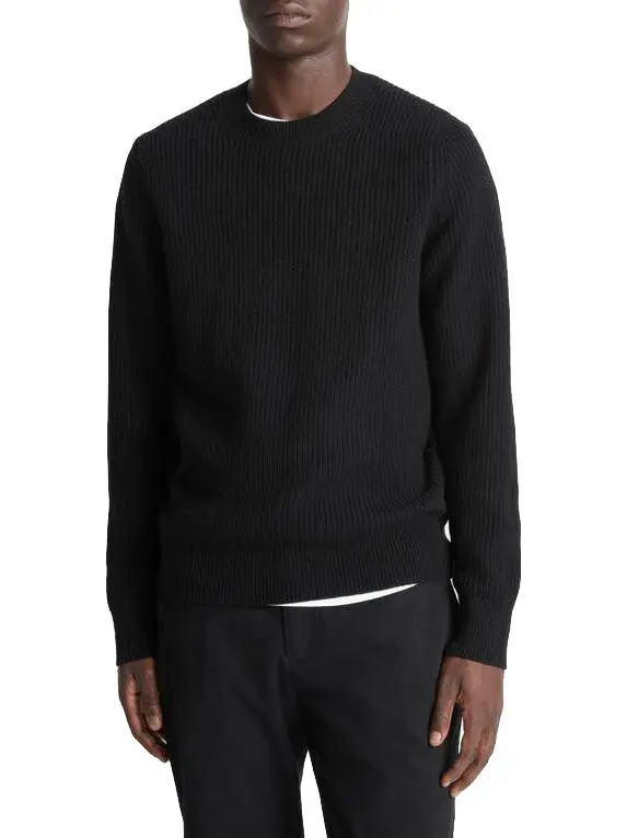 Vince Shaker Stitch Wool & Cashmere Crewneck Sweater - Black