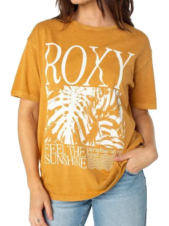 Roxy Feel The Sunshine Cotton Graphic T-shirt - Honey Yellow