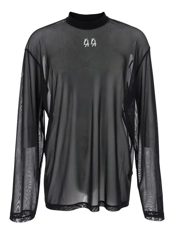 44 LABEL GROUP Semi-sheer Mesh Turtleneck Sweater - Black