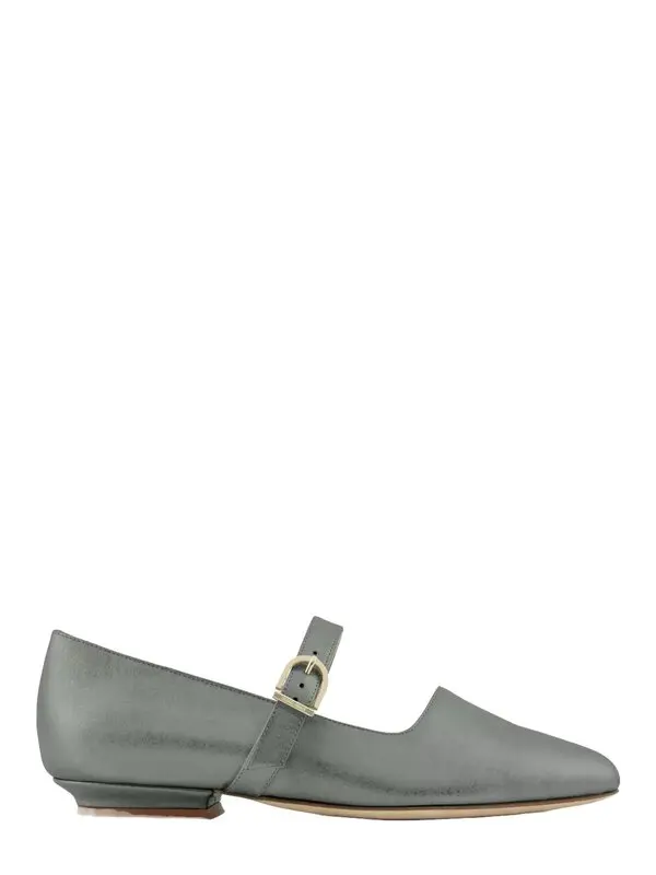 Giorgio Armani Lamé-effect Leather Ballerina Shoes - Grey