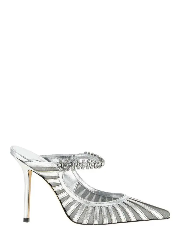 JIMMY CHOO Bing Jewel Strap Mules - Silver