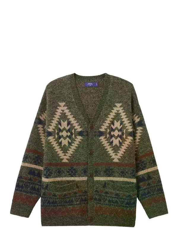 AFTERMATHS Geometric-pattern Cardigan - Green