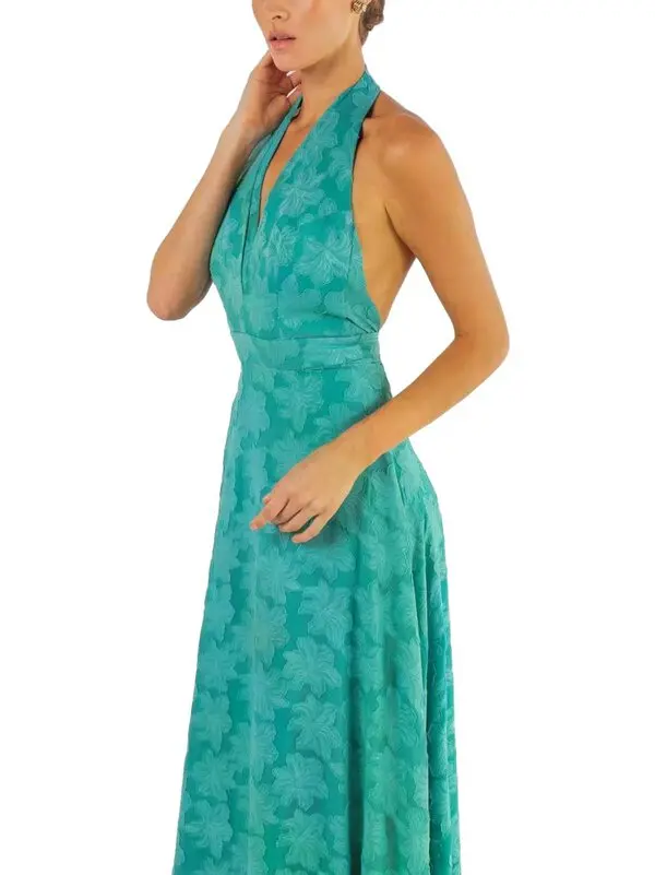 LETHICIA BRONSTEIN Nala Halterneck Floral Dress - Blue