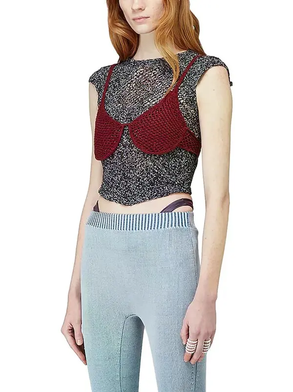 ISA BOULDER Open-back Knitted Tank Top - Black