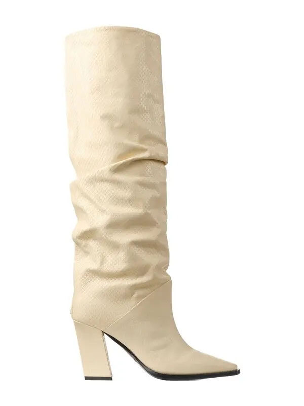 JIMMY CHOO Hart 85 Snakeskin-embossed Leather Knee-high Boots - Beige