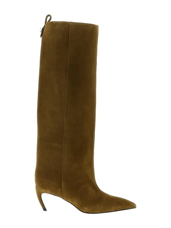 Attico Lea Suede Boots - Green