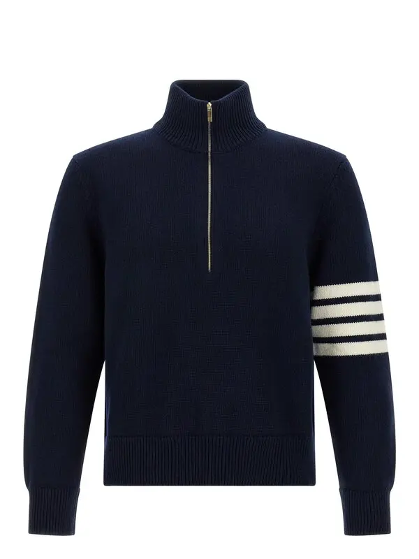 Thom Browne 4-bar Half-zip Sweater - Blue