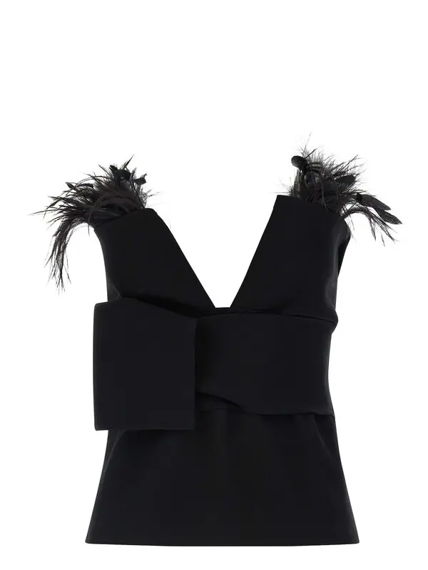 Alberta Ferretti Feather Top - Black