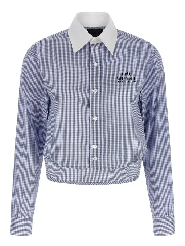 Marc Jacobs Checked Cotton Poplin Cropped Shirt - Multicolor