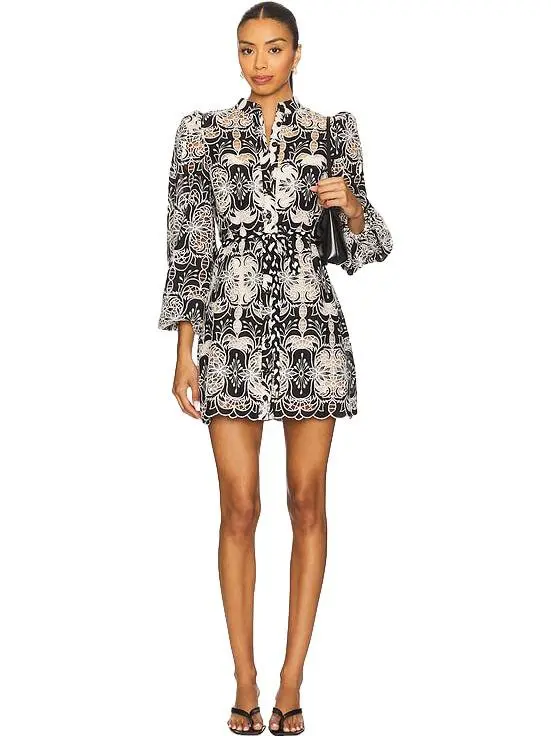 ELLIATT Jolie Long Sleeve Mini Dress - Black & White