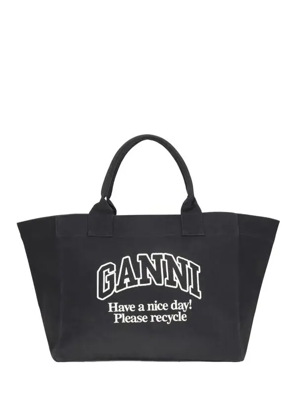 GANNI Xxl Canvas Tote Bag - Black