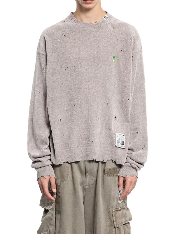 Mihara Yasuhiro Distressed Knit Pullover - Grey