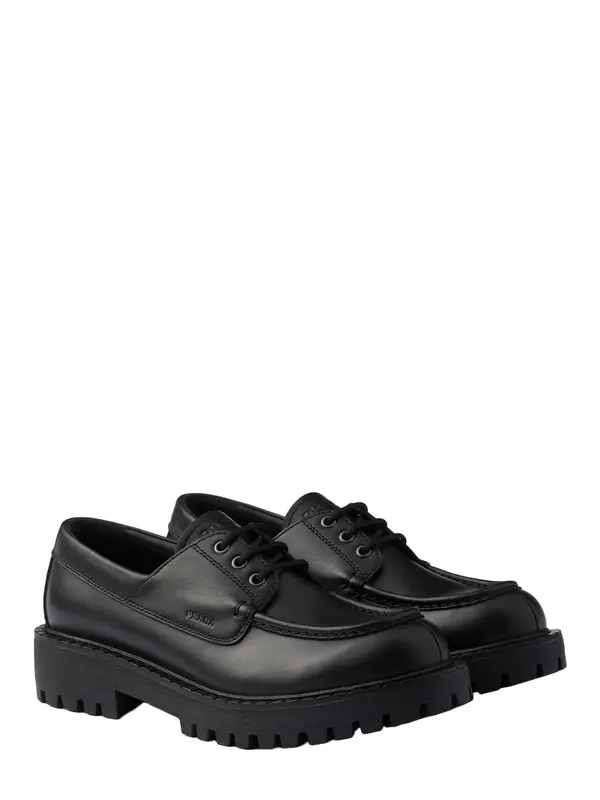 Prada Laced Leather Loafers - Black