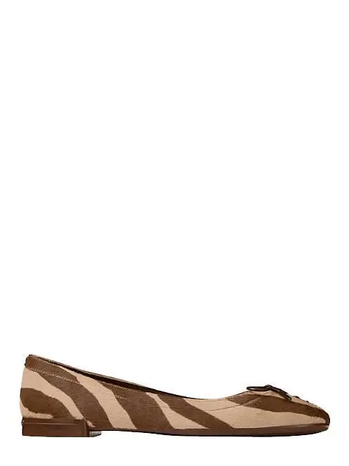 JIMMY CHOO Scarlett Ballerina Zebra-print Leather Flats - Chocolate Mix