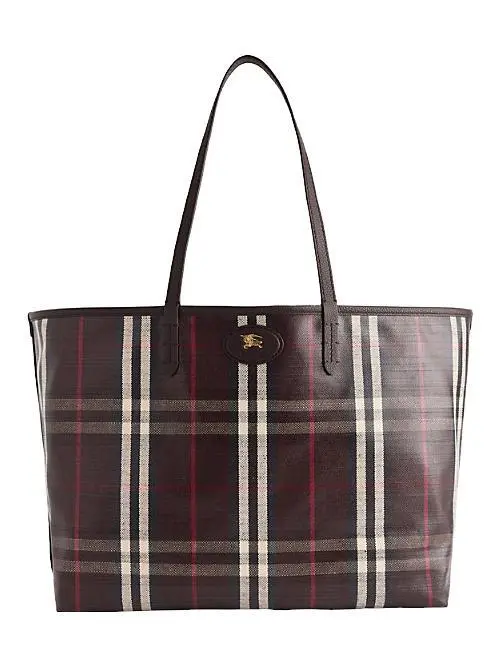 Burberry Highlands Cotton-blend Tote Bag - Mahogany