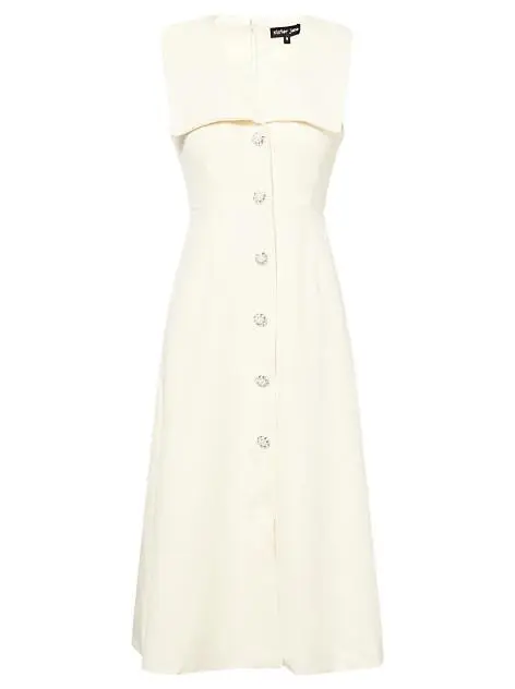 SISTER JANE Birdie Wide-collar Stretch-woven Midi Dress - Cream