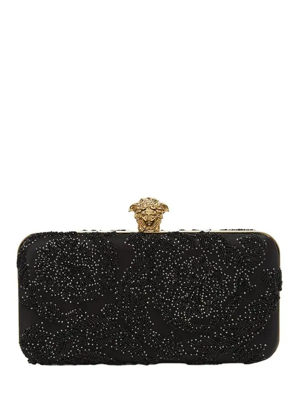 Versace La Medusa Beaded Clutch - Black