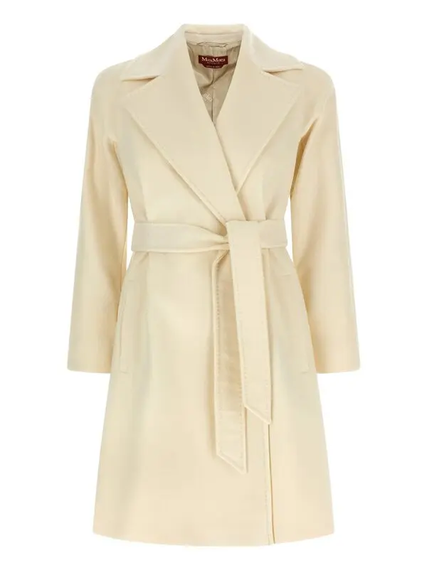MAX MARA STUDIO Dravenna' Virgin Wool Coat - White