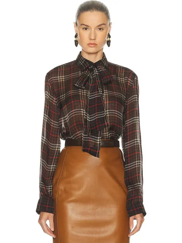Saint Laurent Long Sleeve Top - Marron Craie Rouge