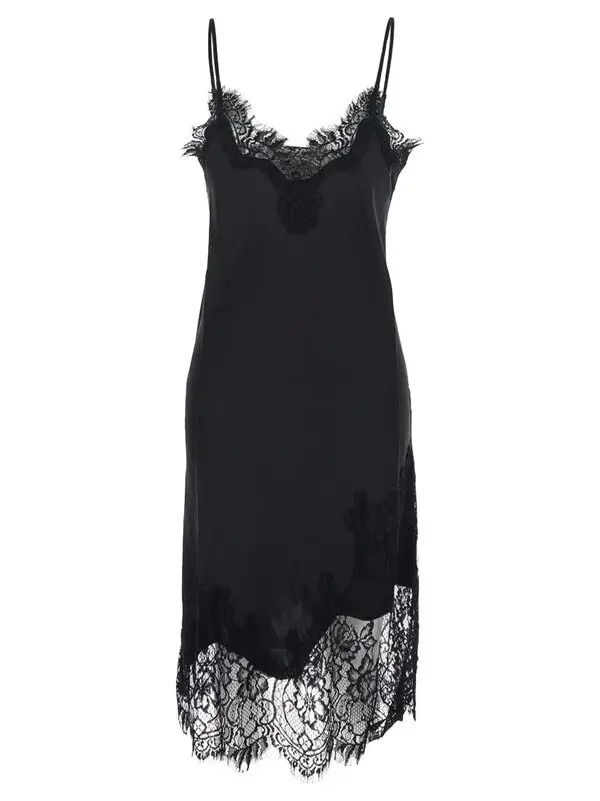 Gold Hawk Grace Sleeveless Silk Dress With Lace - Black