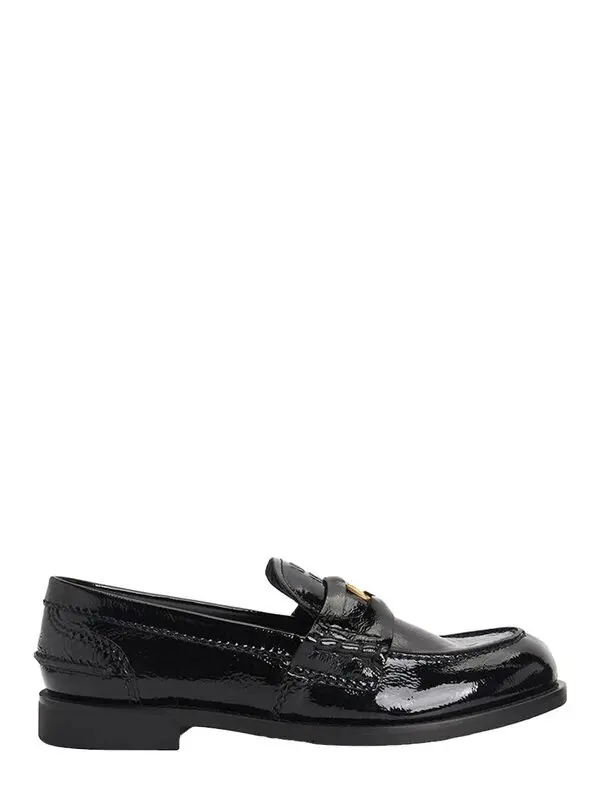 Miu Miu Shiny Leather Penny Loafers - Black
