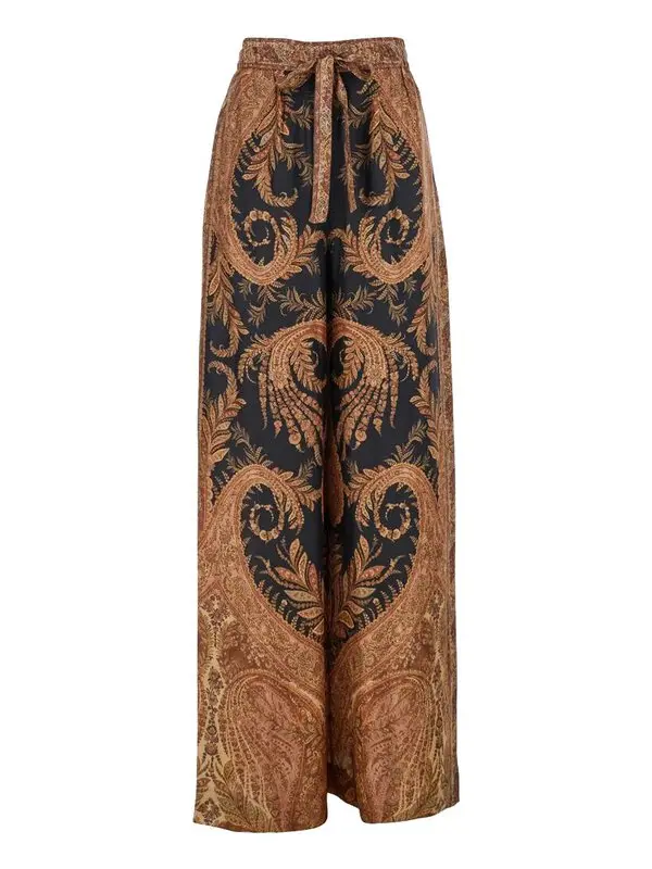 Zimmermann Silk Paisley Pants With Belt - Multicolor
