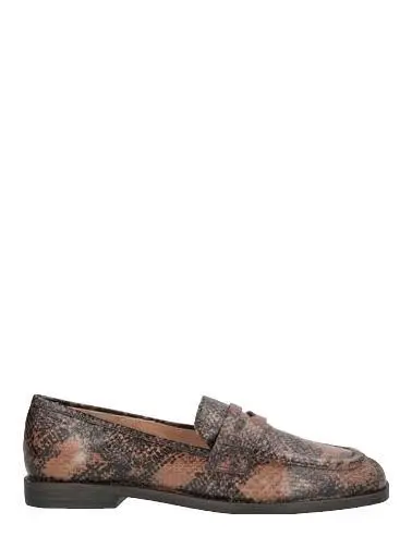Malìparmi Leather Penny Loafers With Snakeskin Print - Brown