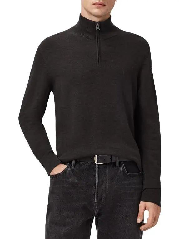 All Saints Kilburn Wool-blend Quarter-zip Sweater - Espresso Brown