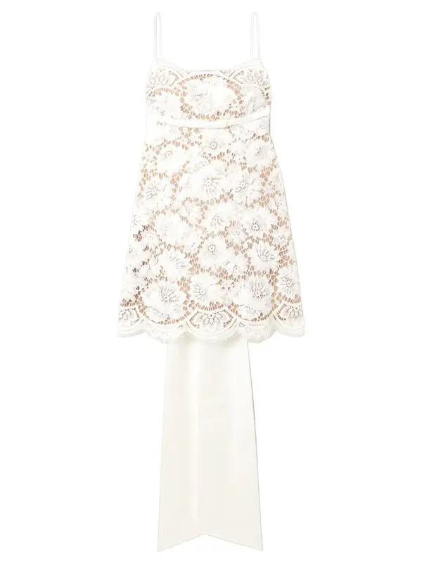 SELF-PORTRAIT Open-back Lace Mini Dress - White
