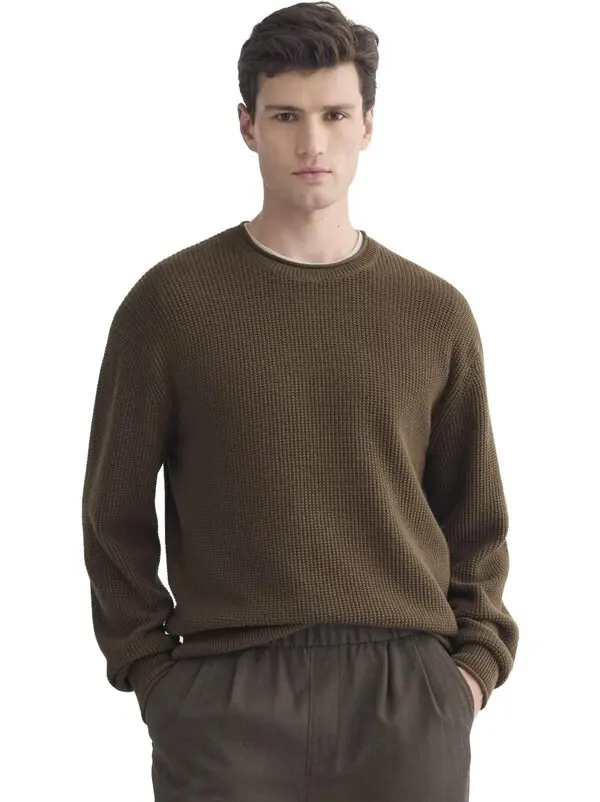 Everlane Waffle Rollneck Crew In Everyday Cotton T-shirt - Brown