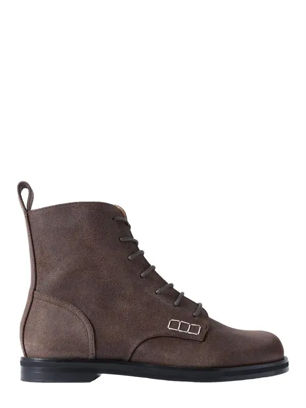 JW Anderson Loafer Suede Ankle Combat Boots - Brown