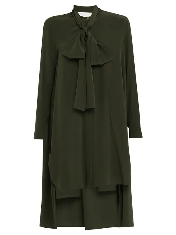Michael Kors Scarf-neck Hi-low Silk Georgette Dress - Bottle