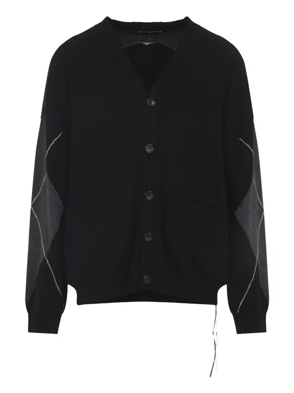 MASTERMIND WORLD Argyle Cashmere Cardigan - Black