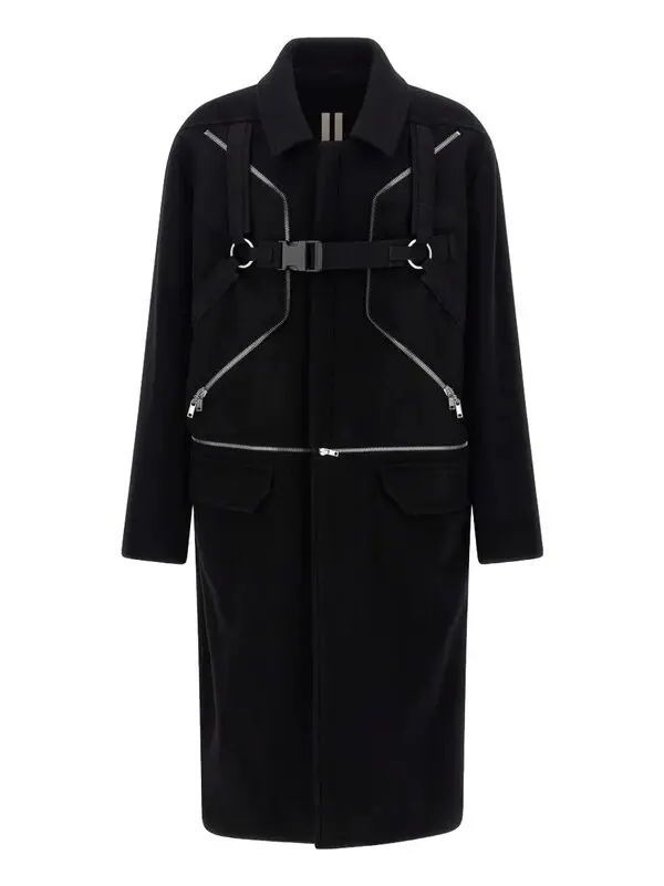 Rick Owens Blixa Jumbo Mac Zip-up Wool Coat - Black