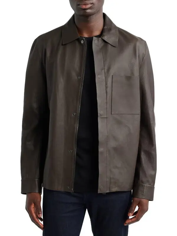 Hugo Boss Mandalo Leather Jacket - Dark Brown
