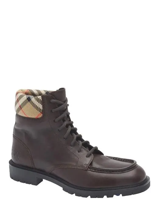 Burberry Rogue Leather Combat Boots - Log