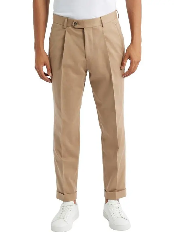 Hugo Boss Peet Pleated Virgin Wool Dress Pants - Medium Brown