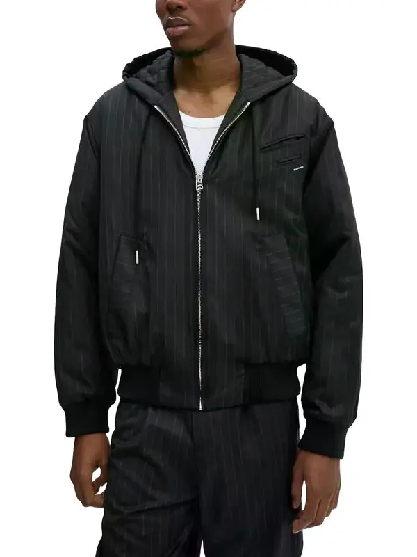BLUEMARBLE Pinstripe Hooded Jacket - Grey